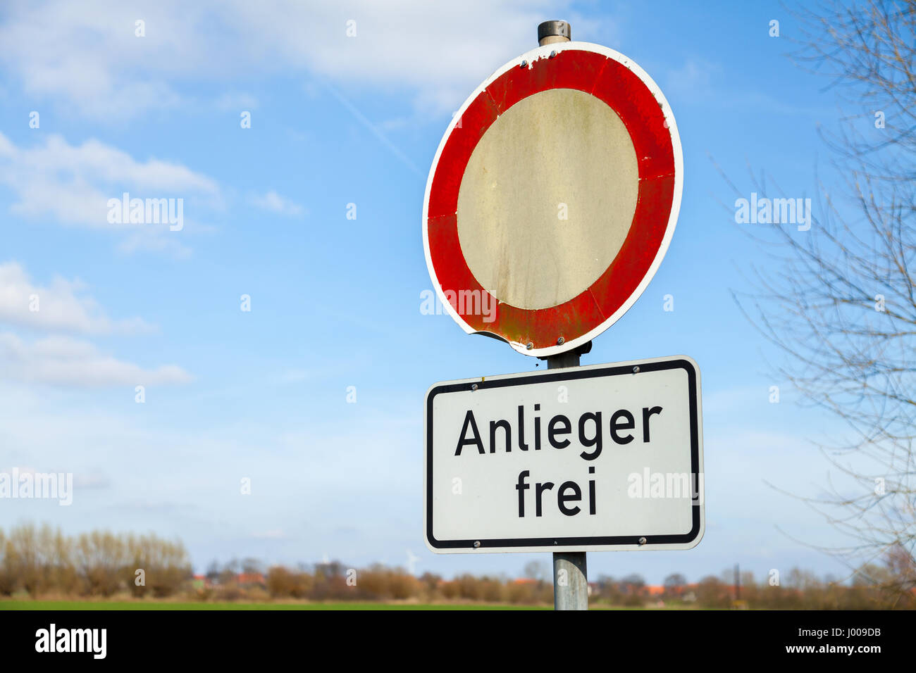 german prohibition street sign, residents only Stock Photo - Alamy