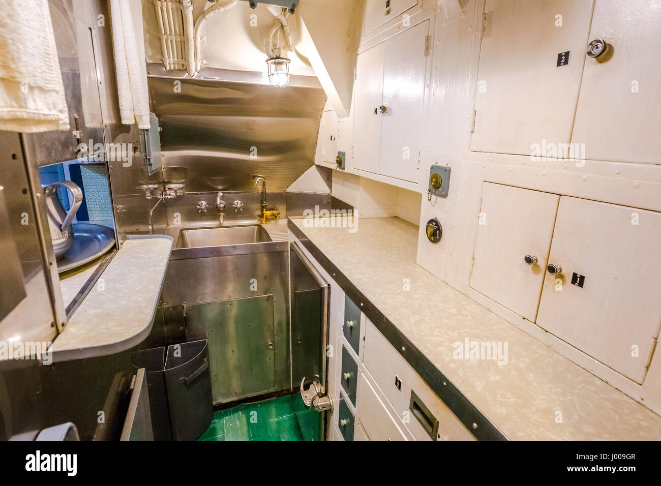 Submarine kitchen room Stock Photo - Alamy