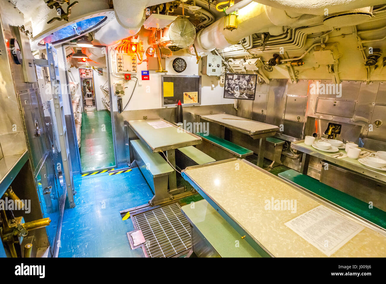 Submarine kitchen dining room Stock Photo - Alamy