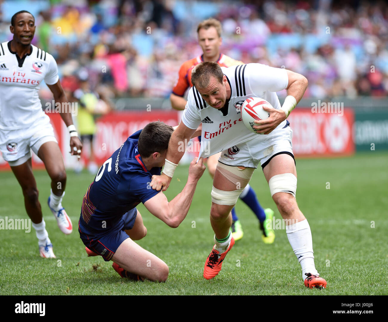 Hong Kong, China. 8th Apr, 2017. Ben Pinkelman (R) of the United States ...