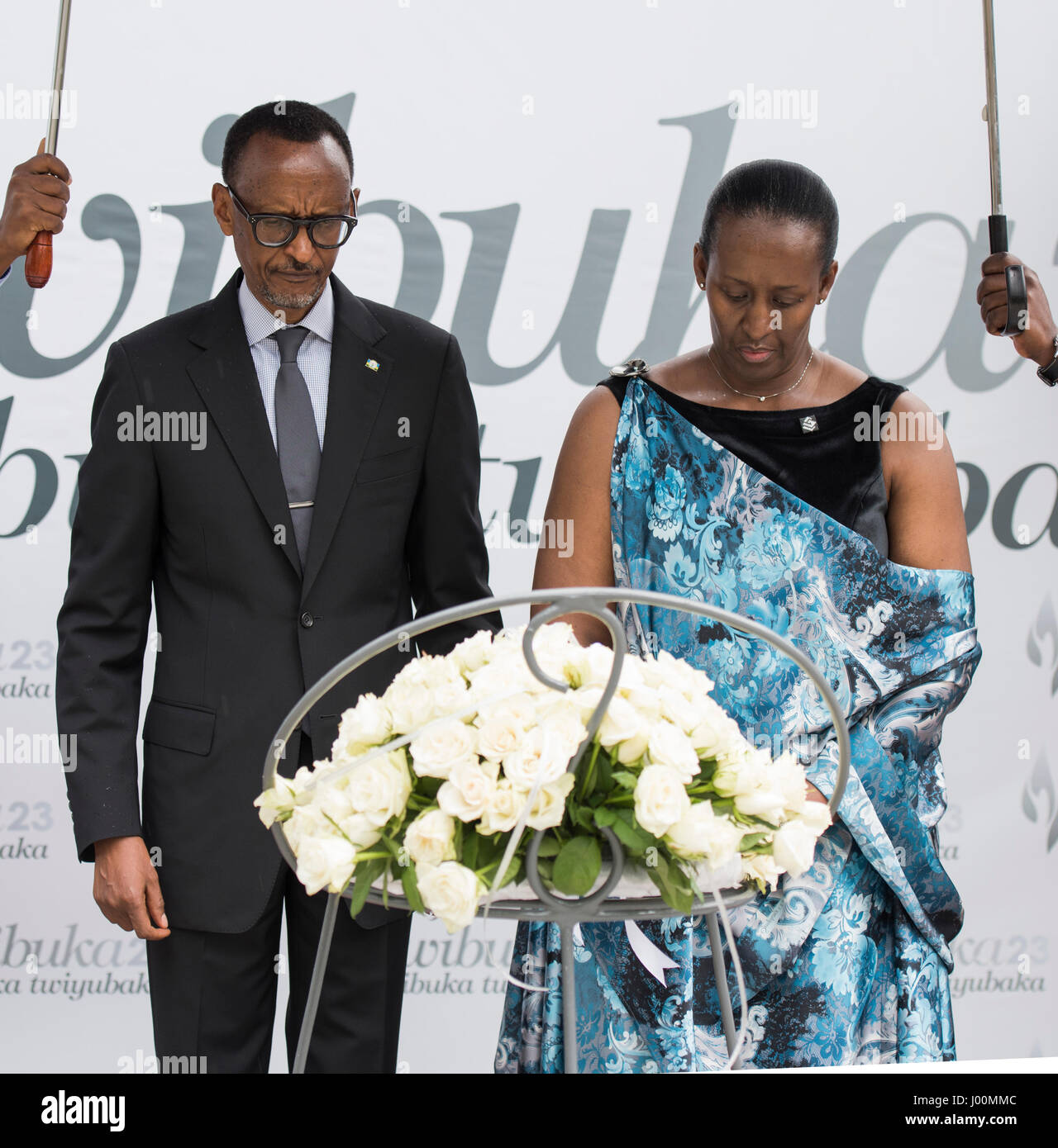 Kigali. 8th Apr, 2017. Rwandan President Paul Kagame and First Lady ...