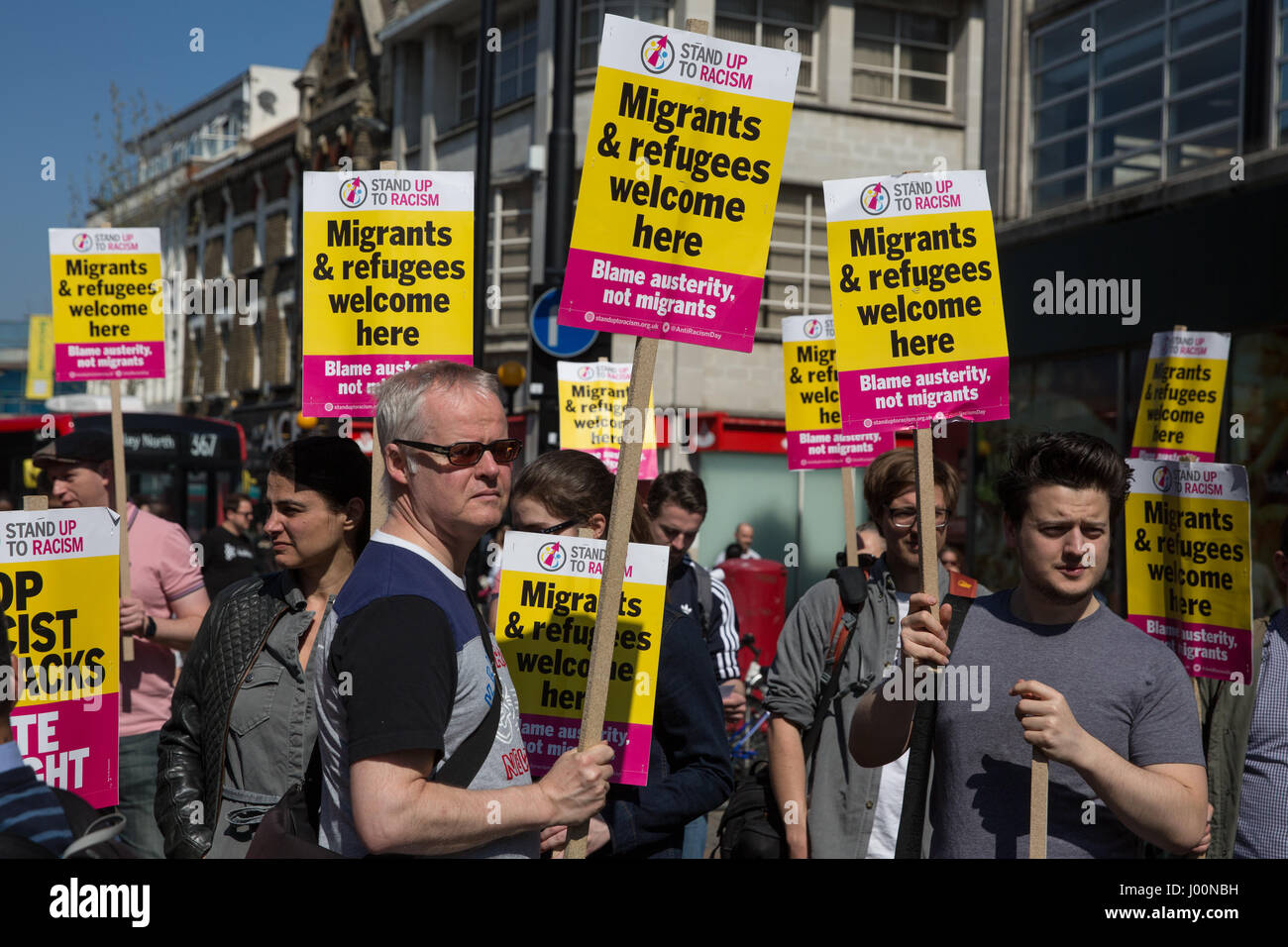 Croydon, UK. 8th Apr, 2017. Local people and anti-racism campaigners ...