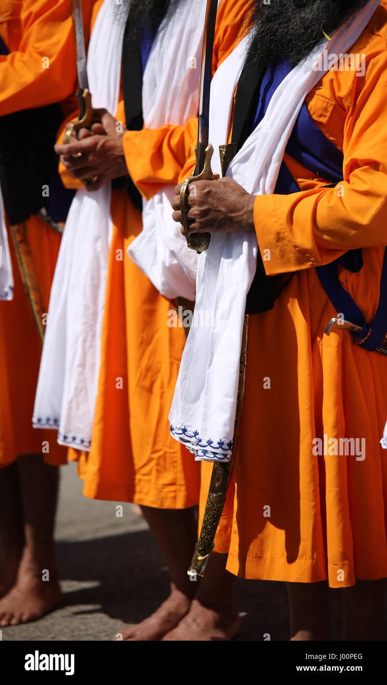 Vicenza, Vi, Italy - April 8, 2017: hand of the elderly Sikh man with ...