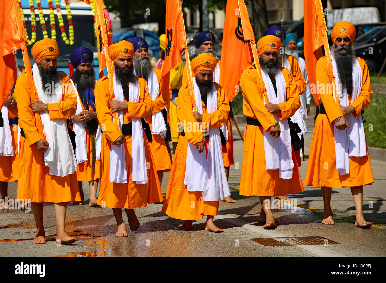 Vicenza, VI, Italy - April 8, 2017: Men with turbans Sikh Religious ...