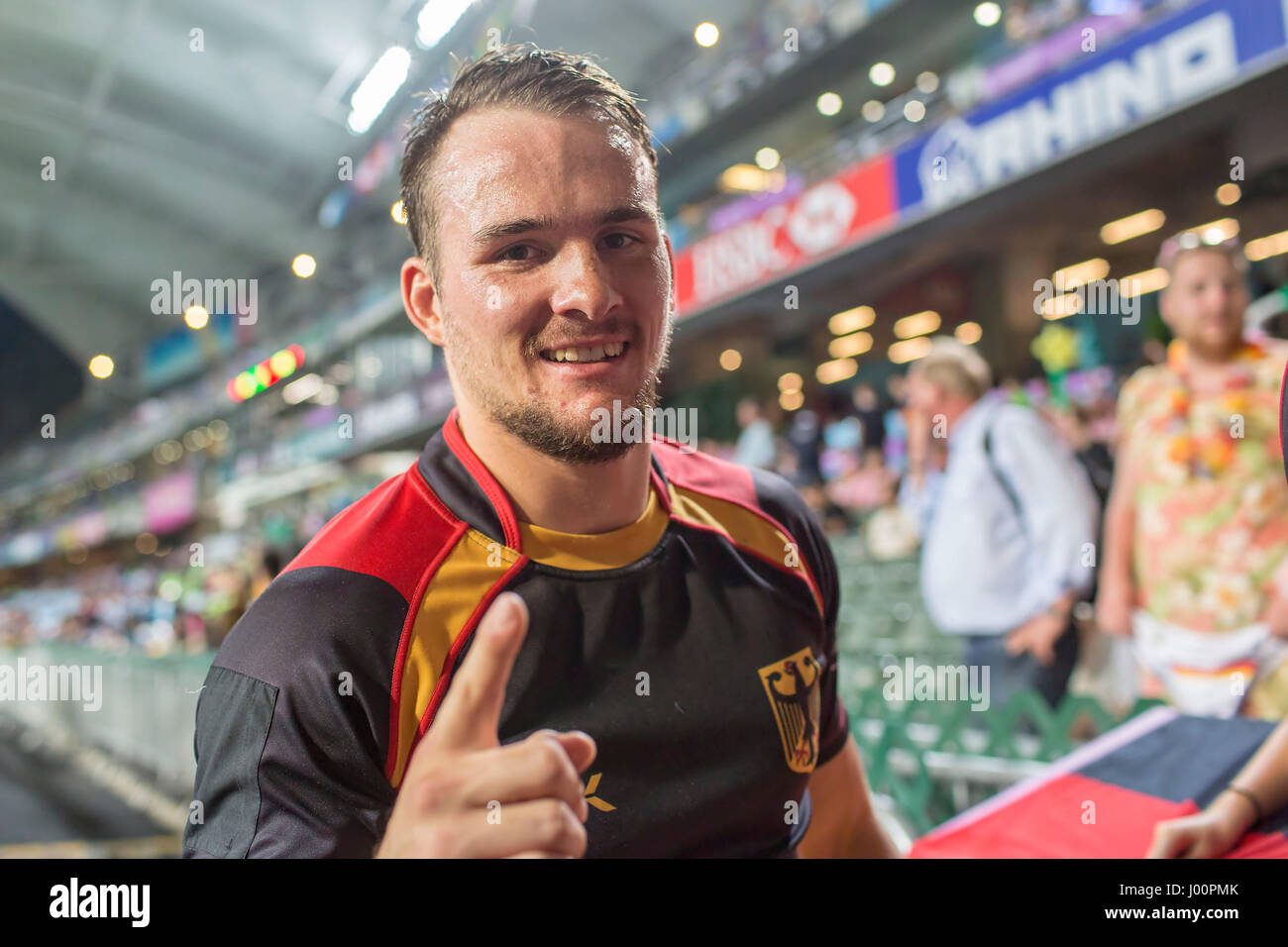 Hong Kong. 8th Apr, 2017. German player Bastian Himmer celebrates after ...
