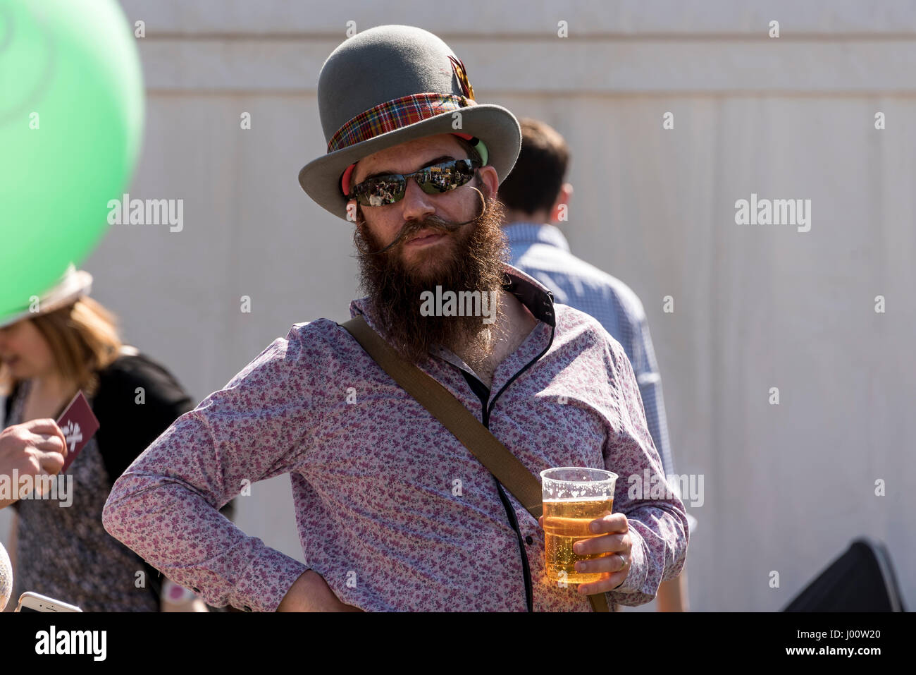 Cardiff, 8th April 2017. People enjoying the sunshine and displays in ...