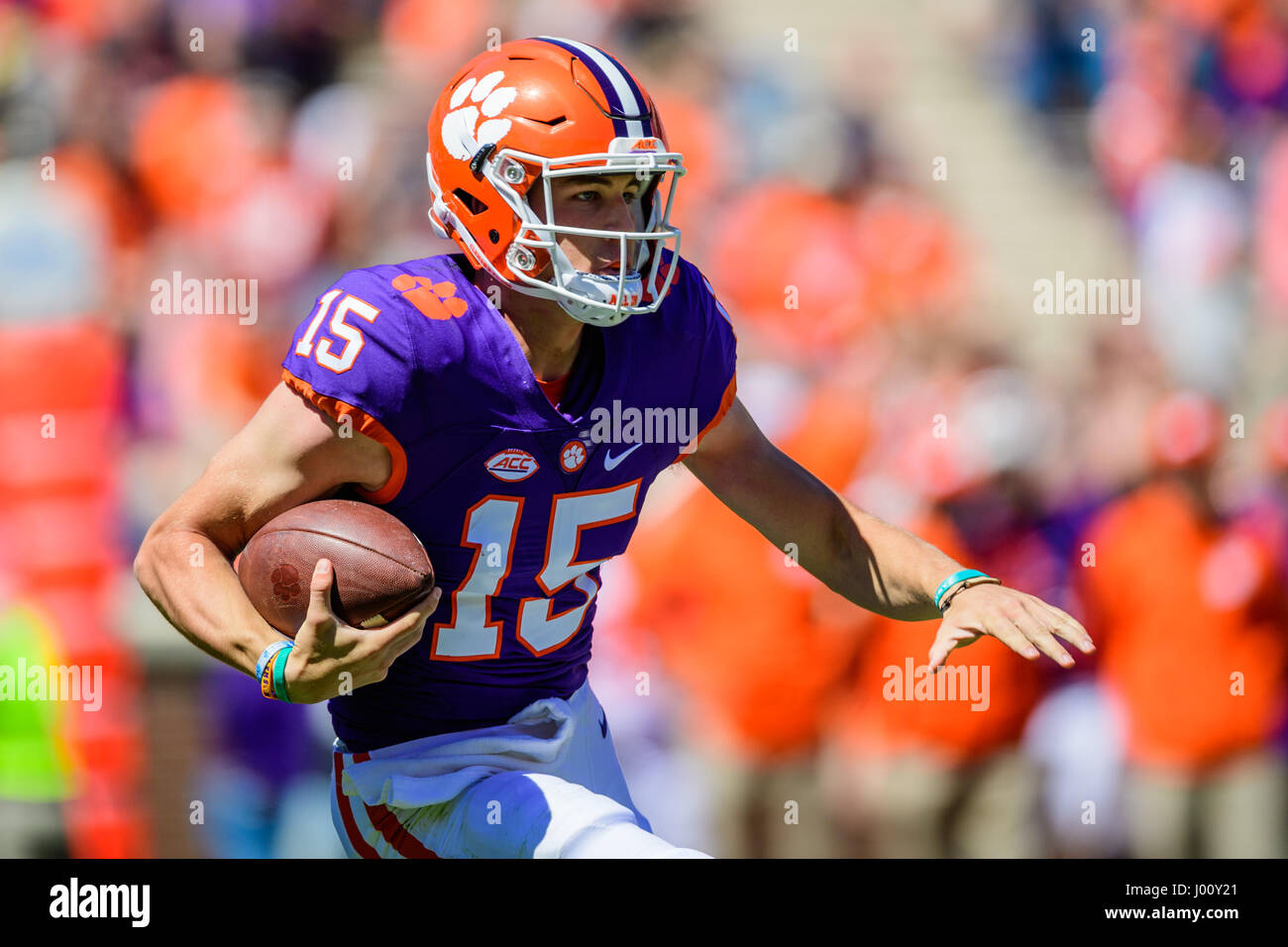Clemson QB Hunter Johnson (15) during the Clemson Football Spring Game ...