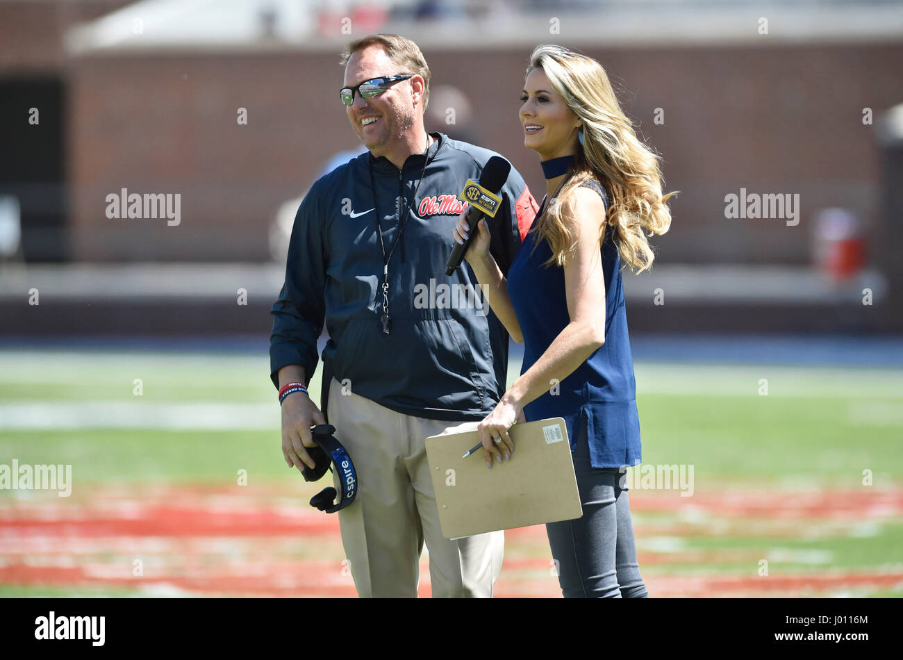 Oxford, MS, USA. 8th Apr, 2017. Mississippi coach Hugh Freeze (left ...