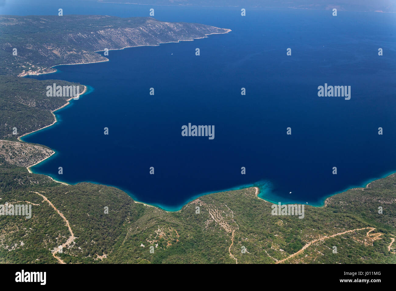 Aerial view of a large bay on Cres island Stock Photo - Alamy