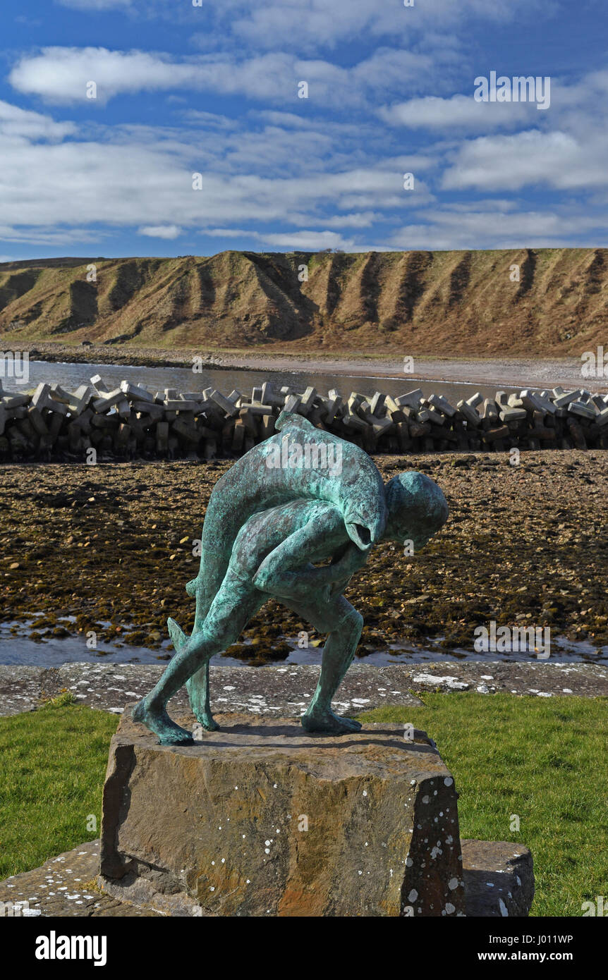 kenn and the salmon;statue;neil gunn;dunbeath;caithness;scotland Stock ...