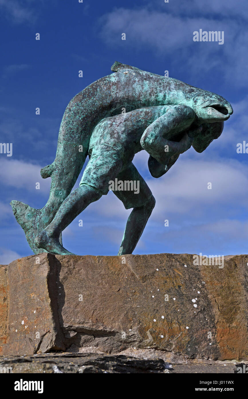 kenn and the salmon;statue;neil gunn;dunbeath;harbour;caithness ...