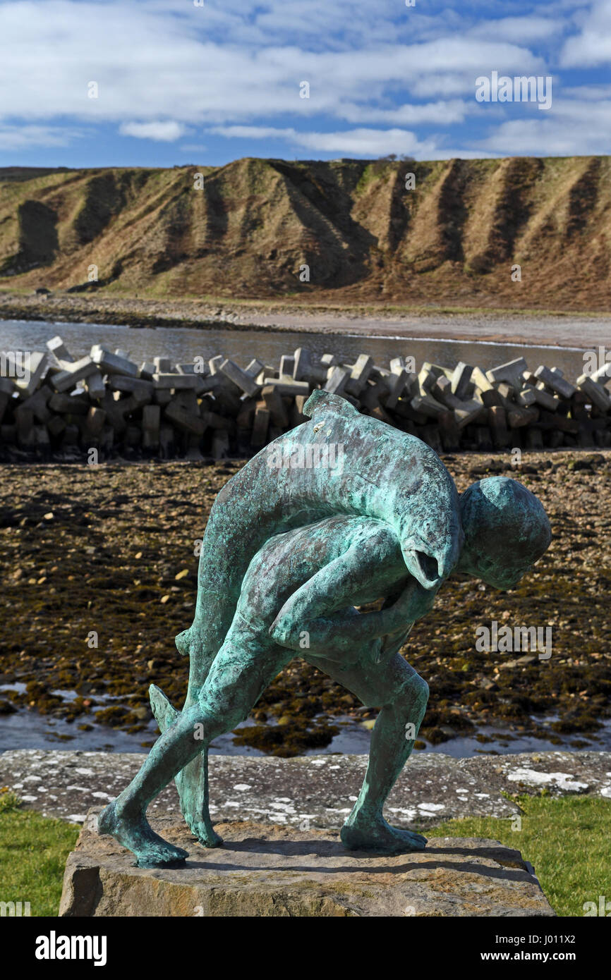 kenn and the salmon;statue;neil gunn;dunbeath;harbour;caithness ...