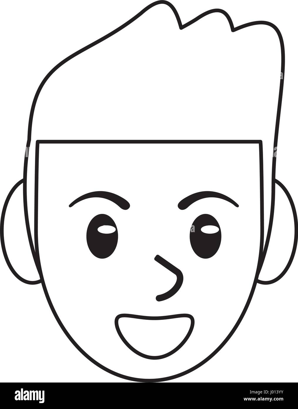 Face male avatar smile outline hi-res stock photography and images - Alamy