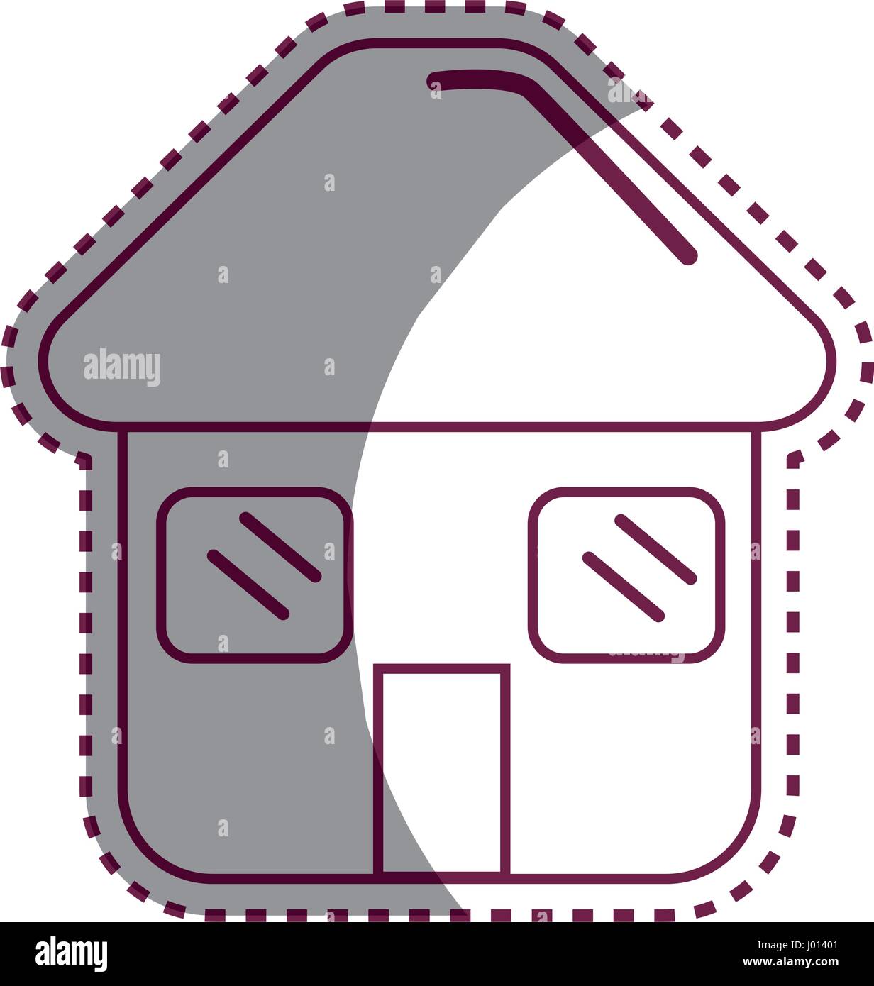 sticker house with door, roof and windows icon Stock Vector Image & Art ...