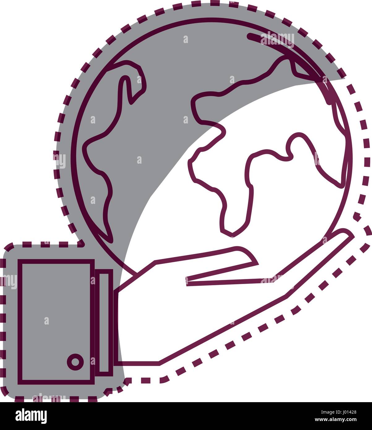 sticker earth planet in the hand icon Stock Vector Image & Art - Alamy