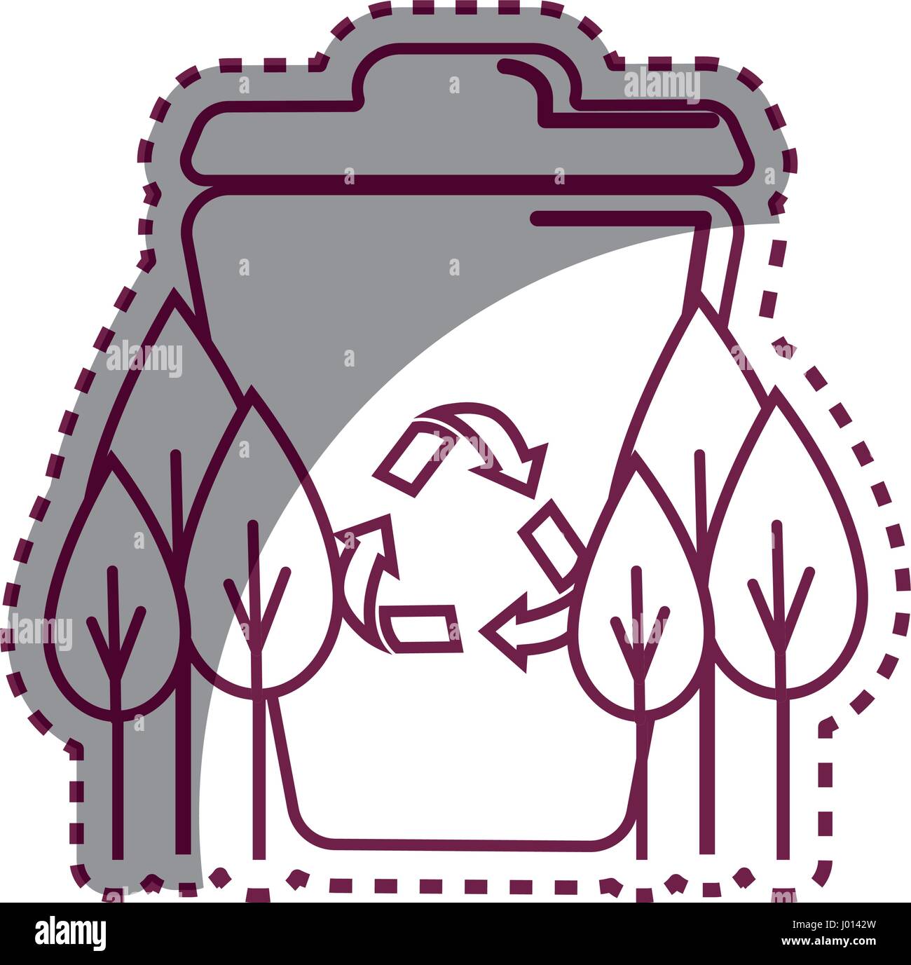 sticker recycle can with plants icon Stock Vector Image & Art - Alamy