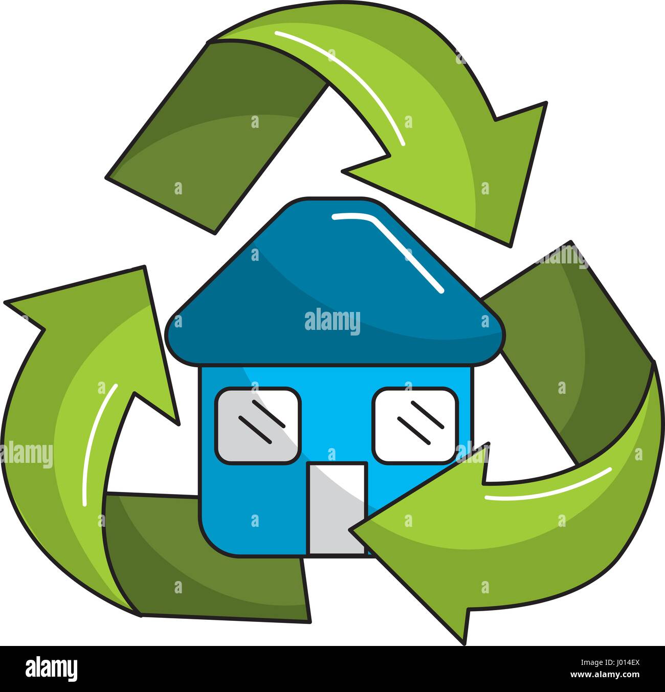 Blue eco house recycling symbol hi-res stock photography and images - Alamy