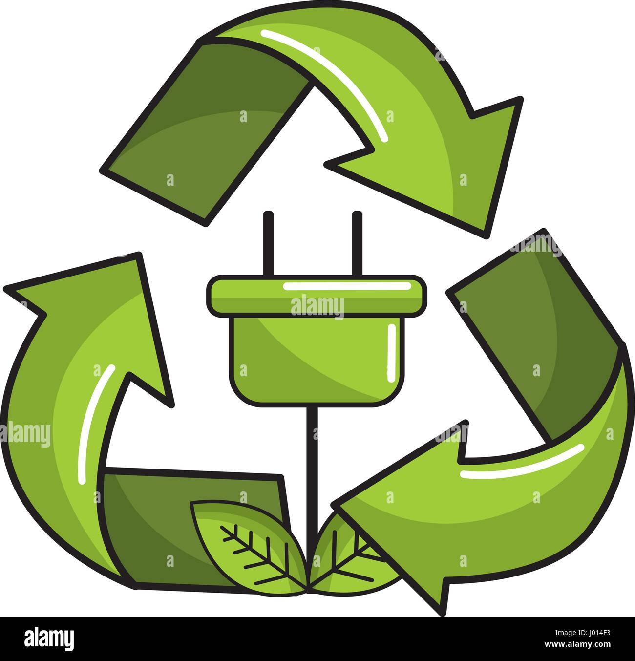 power cable with leaves inside of recycling symbol Stock Vector Image ...