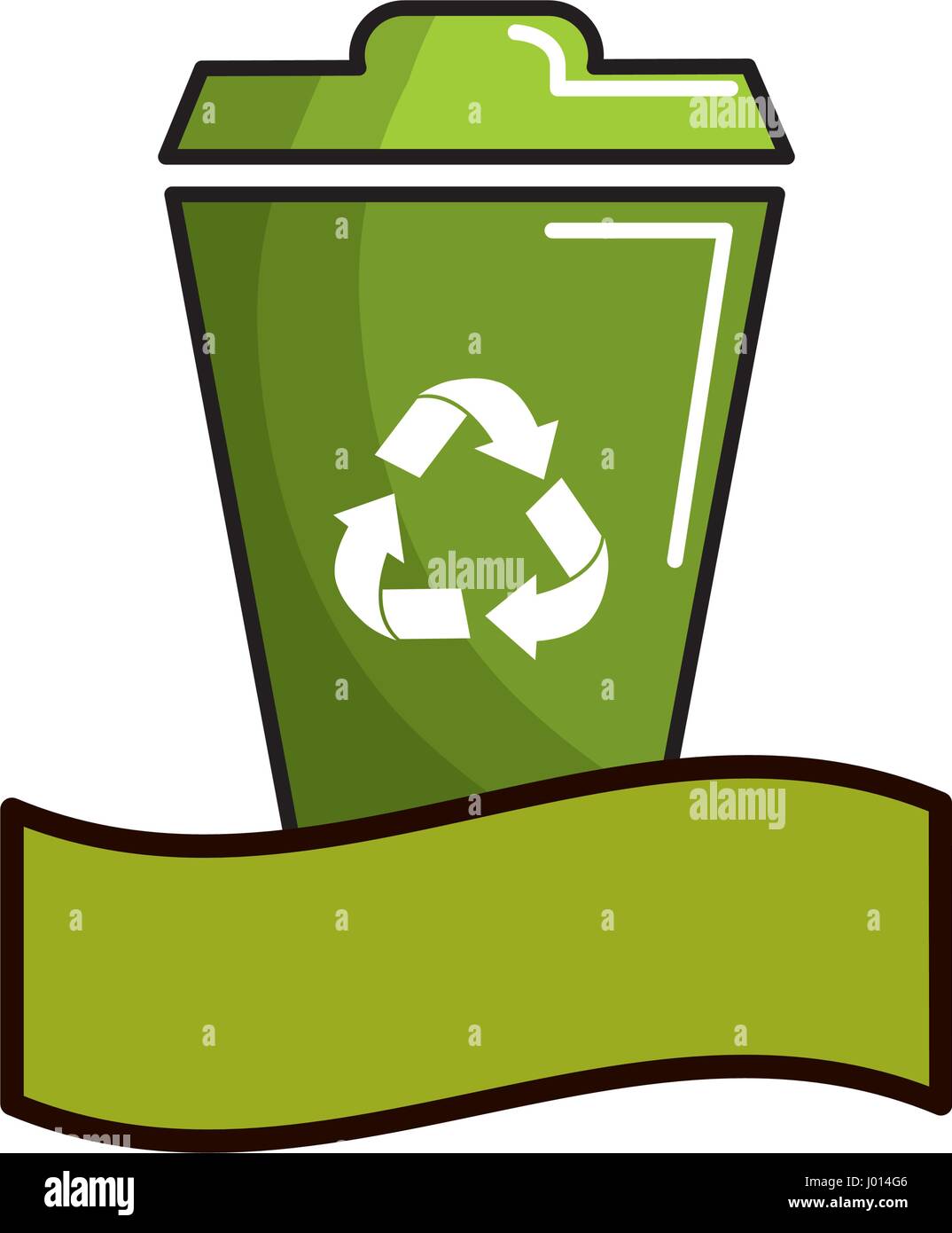 green can trash with recycling symbol and ribbon Stock Vector Image ...