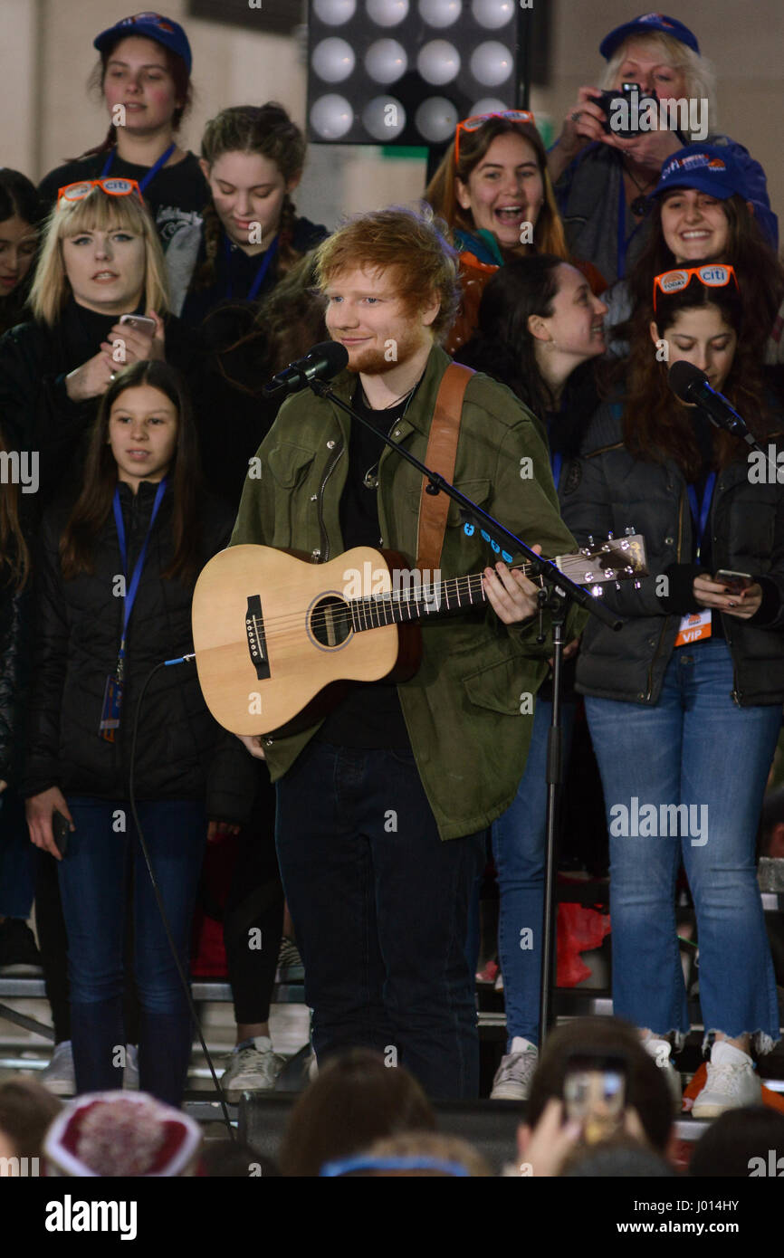Ed Sheeran performing on NBC's 'Today' show at Rockefeller Plaza ...