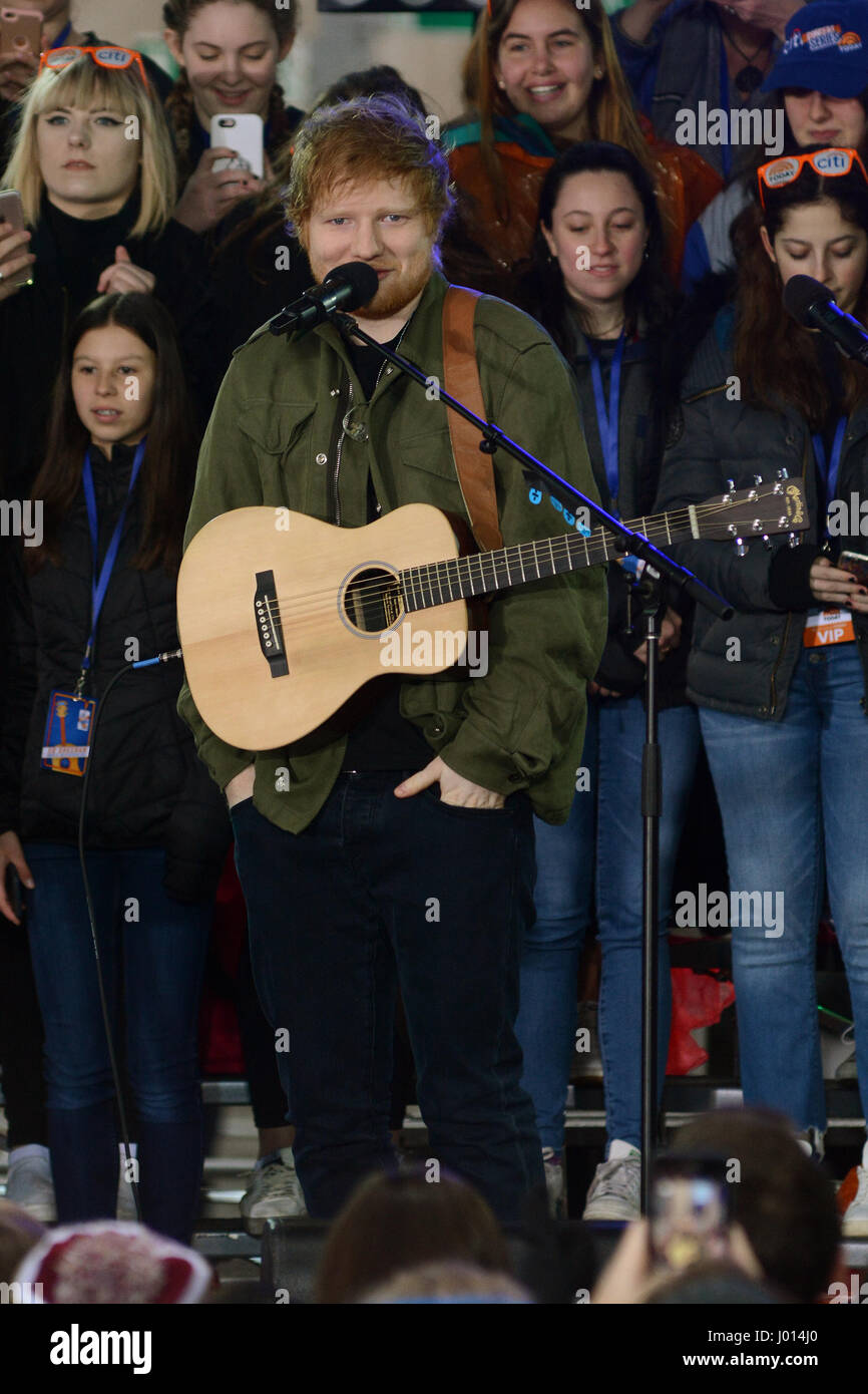 Ed Sheeran performing on NBC's 'Today' show at Rockefeller Plaza ...