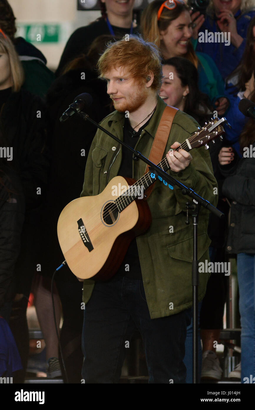 Ed Sheeran performing on NBC's 'Today' show at Rockefeller Plaza ...