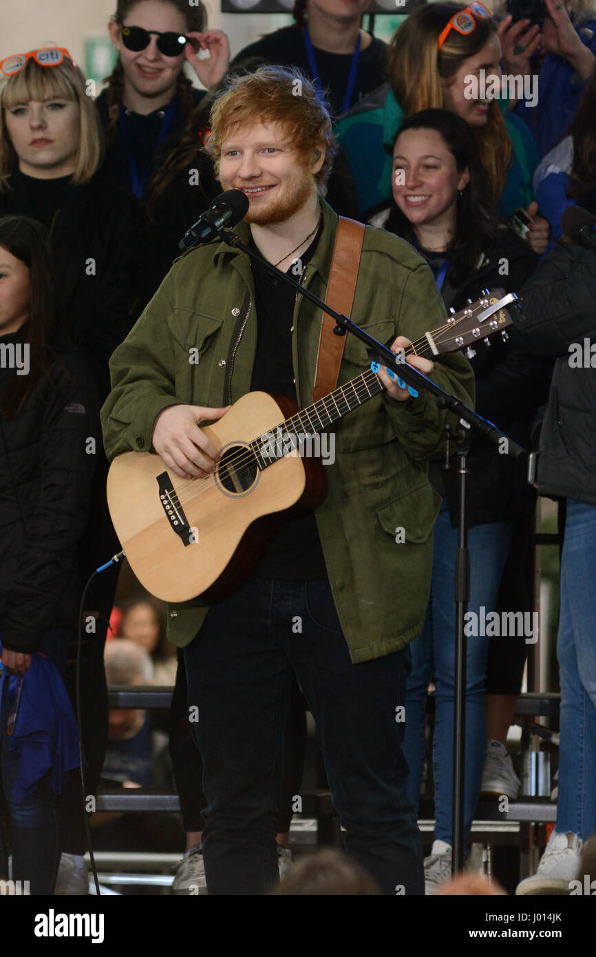 Ed Sheeran performing on NBC's 'Today' show at Rockefeller Plaza ...