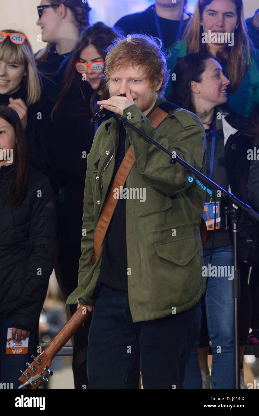 Ed Sheeran performing on NBC's 'Today' show at Rockefeller Plaza ...