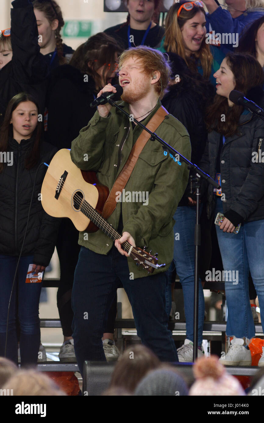 Ed Sheeran performing on NBC's 'Today' show at Rockefeller Plaza ...