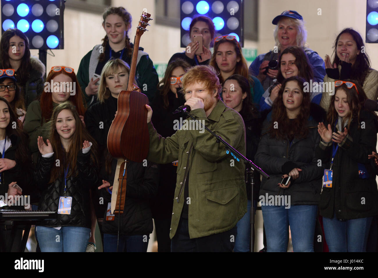 Ed Sheeran performing on NBC's 'Today' show at Rockefeller Plaza ...