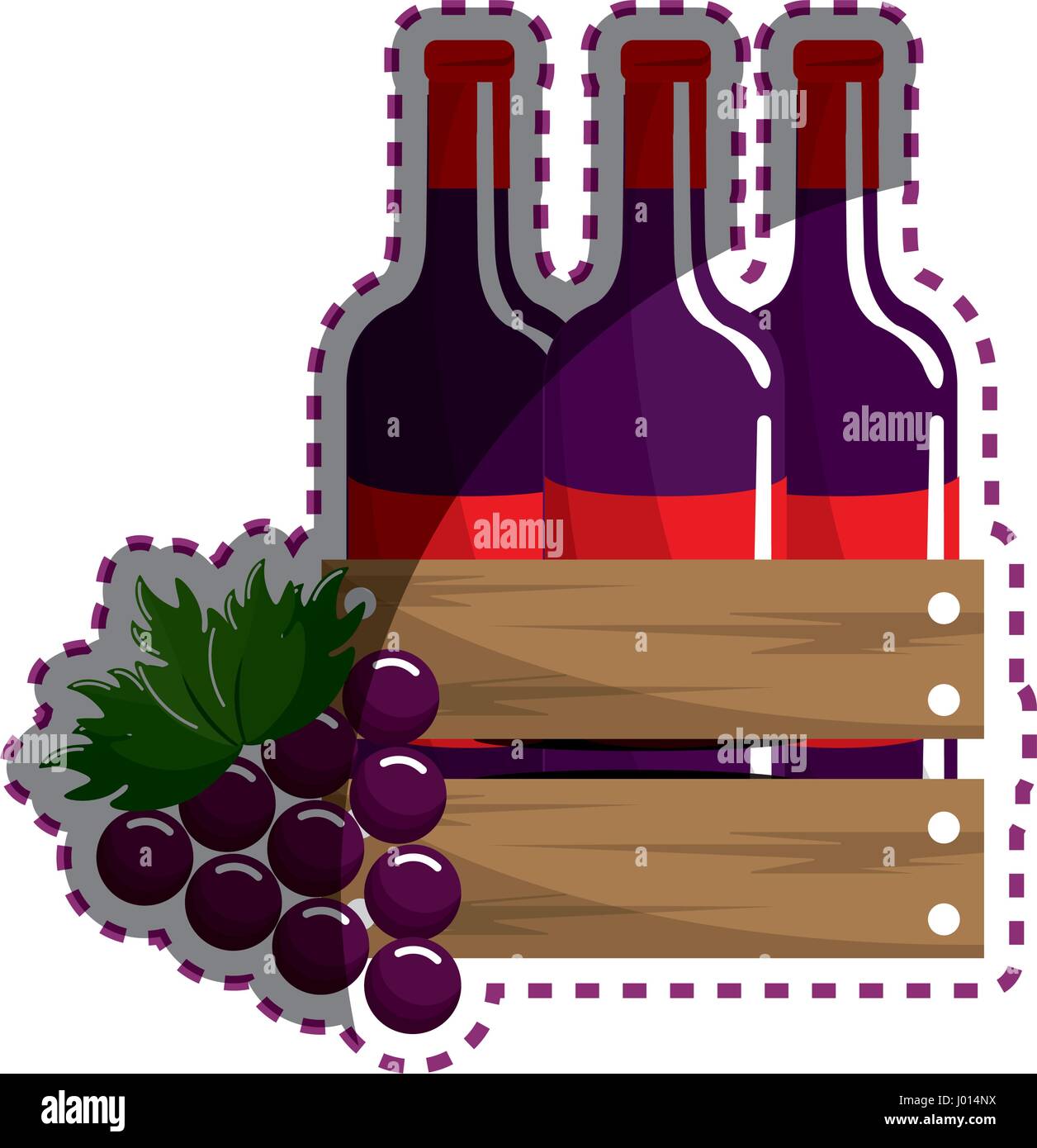 sticker bottles wine and grape icon Stock Vector Image & Art - Alamy