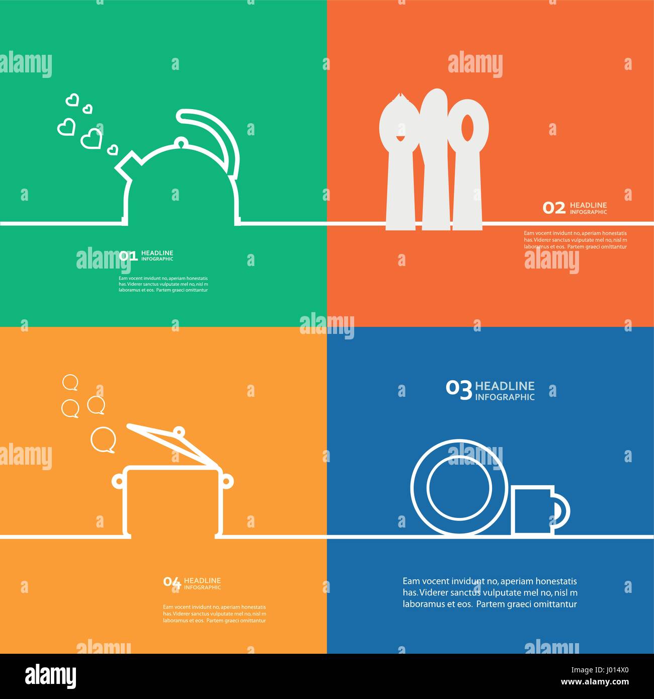 Cookware Set kettle, pot, spoon, fork, knife, cup, saucer Stock Vector ...