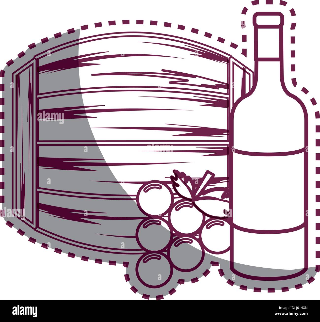 sticker line bottle wine, barrel and grape Stock Vector Image & Art - Alamy