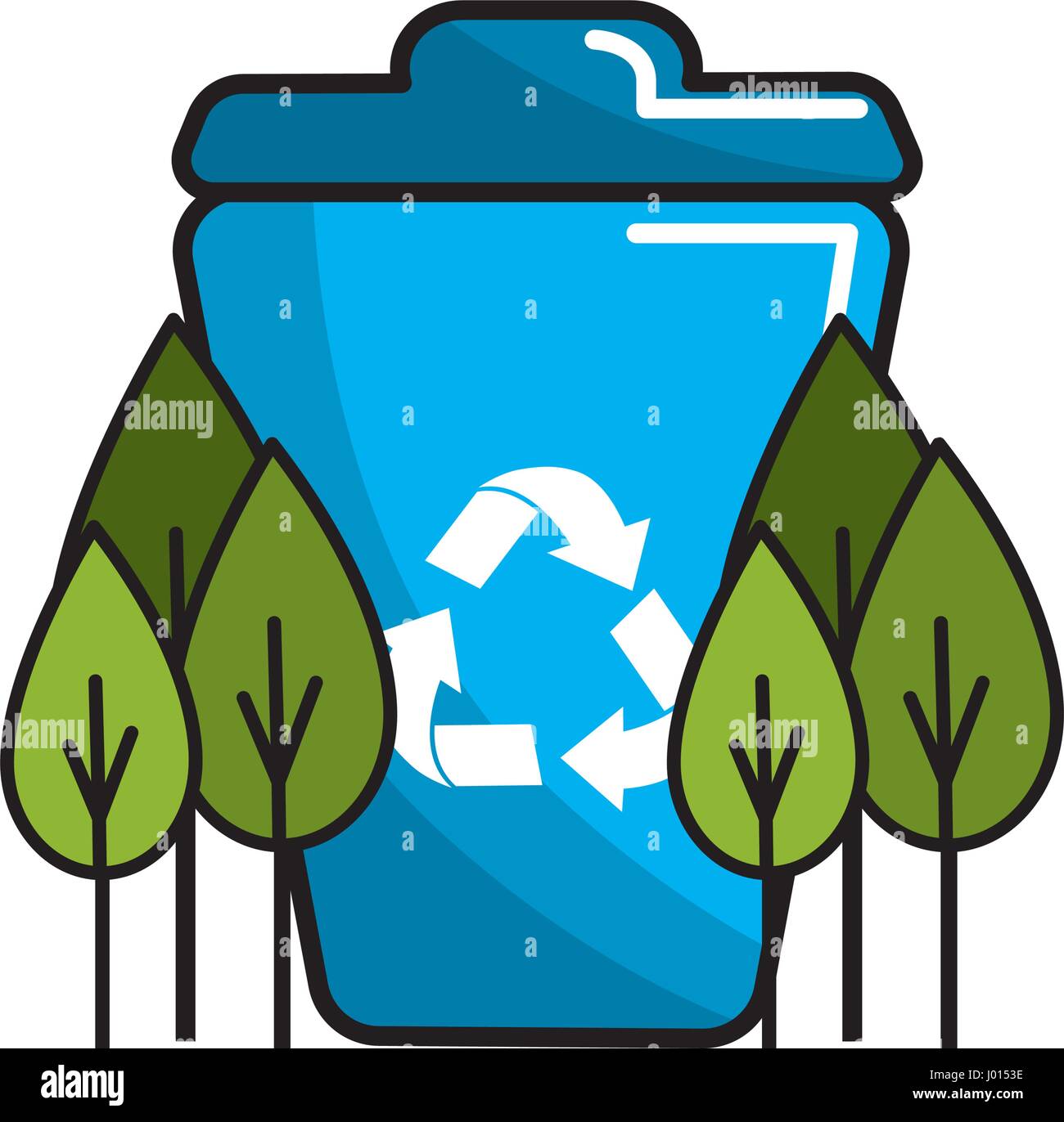 blue recycle can with plants icon Stock Vector Image & Art - Alamy