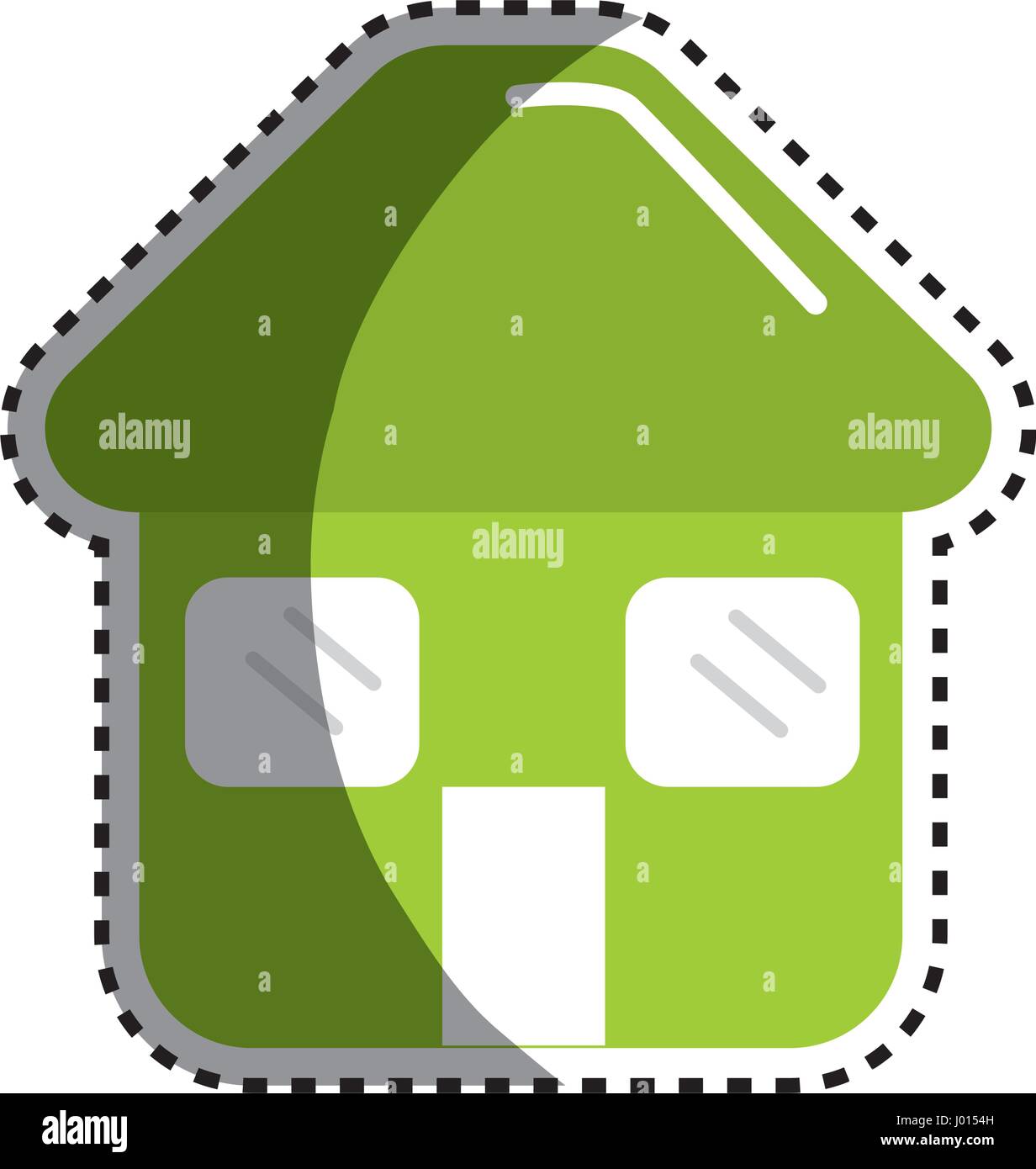 Cottage with green door and windows Stock Vector Images - Alamy