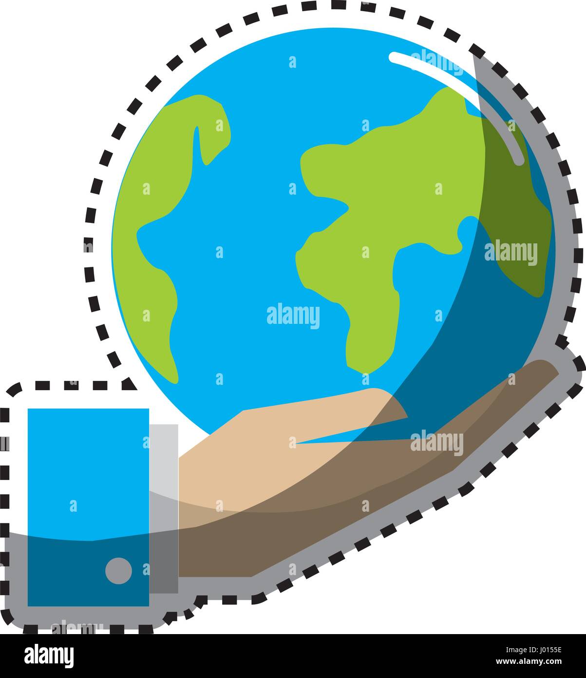 sticker earth planet in the hand icon Stock Vector Image & Art - Alamy