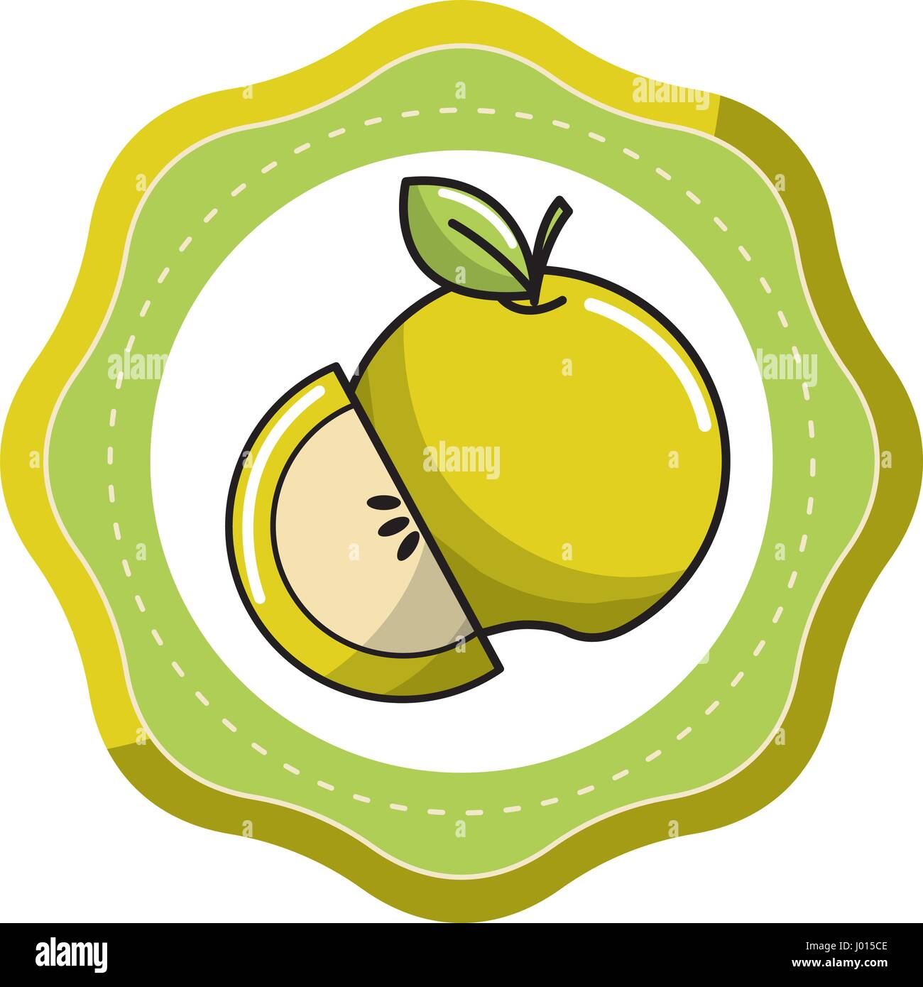 sticker green apple fruit icon stock Stock Vector Image & Art - Alamy