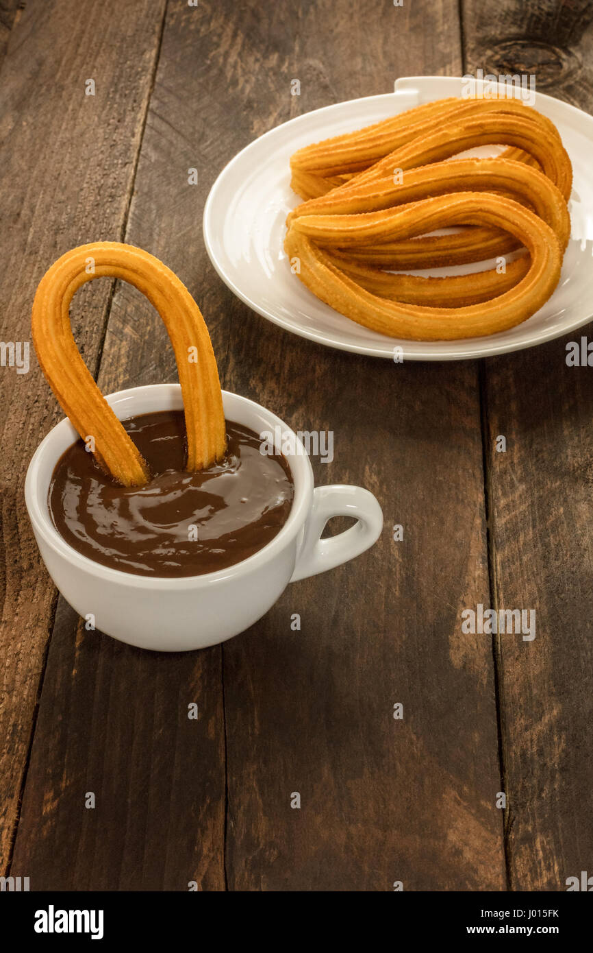 An overhead photo of a churro, traditional Spanish, and especially ...