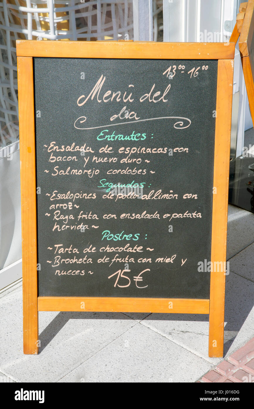 Spanish Food Menu in Urban Setting Stock Photo - Alamy