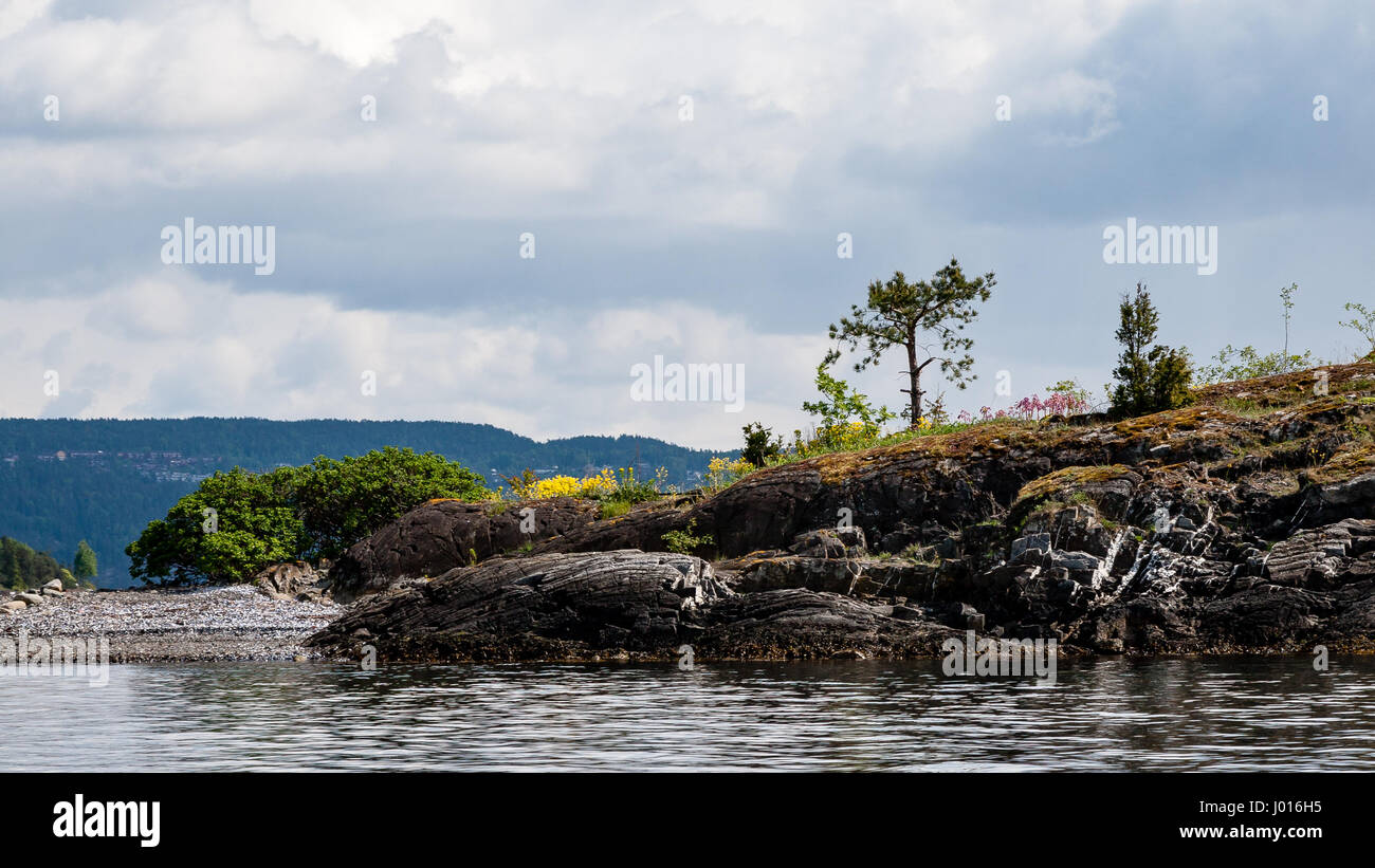 typical norway sea shore countryside landscape view with islands and ...