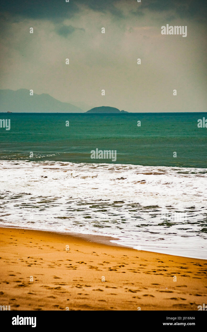 Nature in twilight period, Sunrise or Sunset over the sea with beach ...