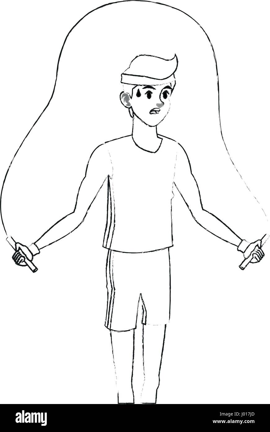 young tired man jumping rope sport icon image Stock Vector Image & Art ...