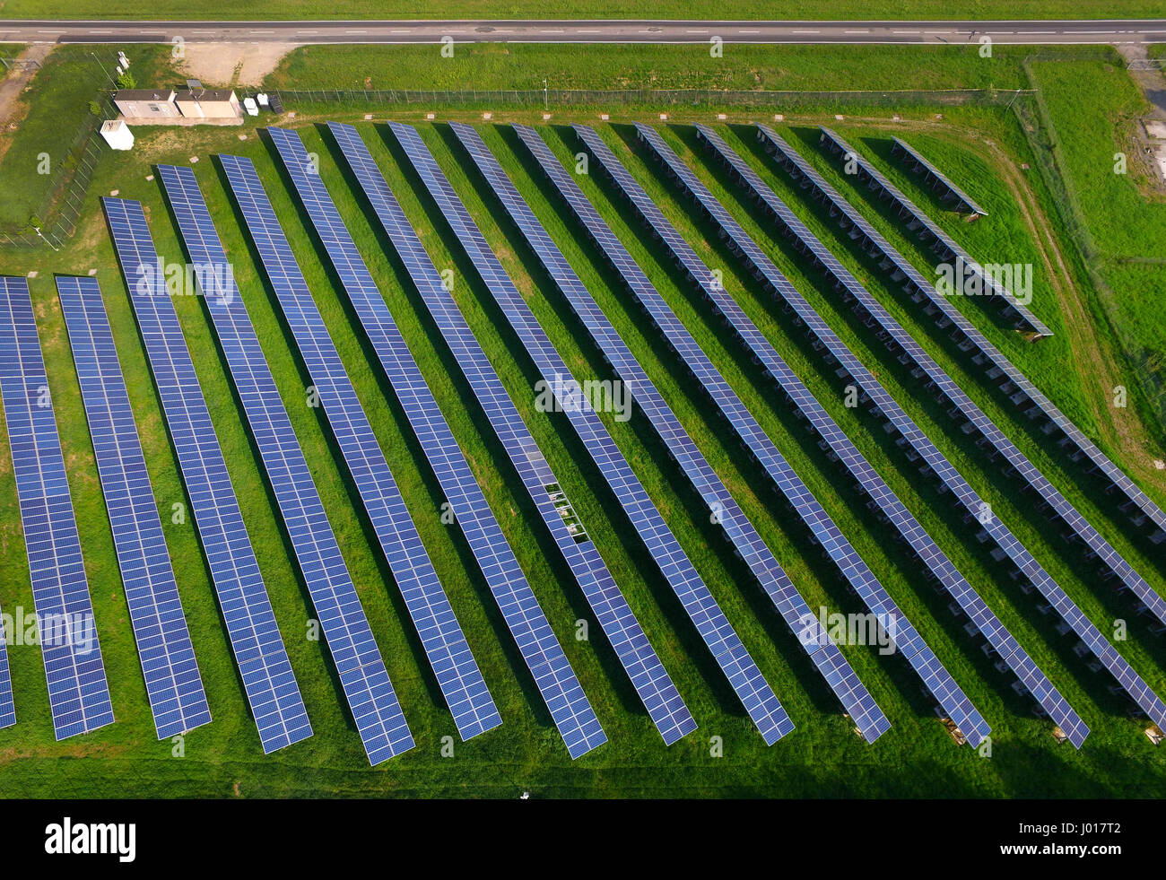 Industrial solar panel field. Aerial view Stock Photo - Alamy