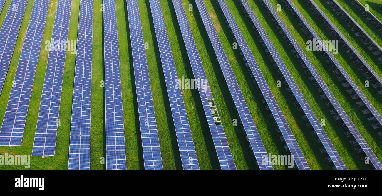 Industrial solar panel field. Aerial view Stock Photo - Alamy
