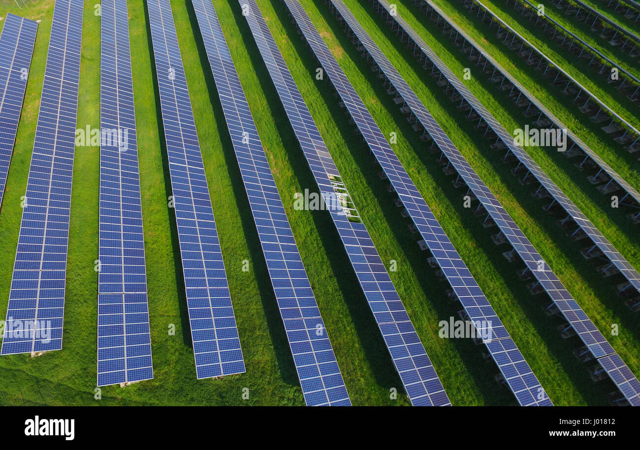 Industrial solar panel field. Aerial view Stock Photo - Alamy
