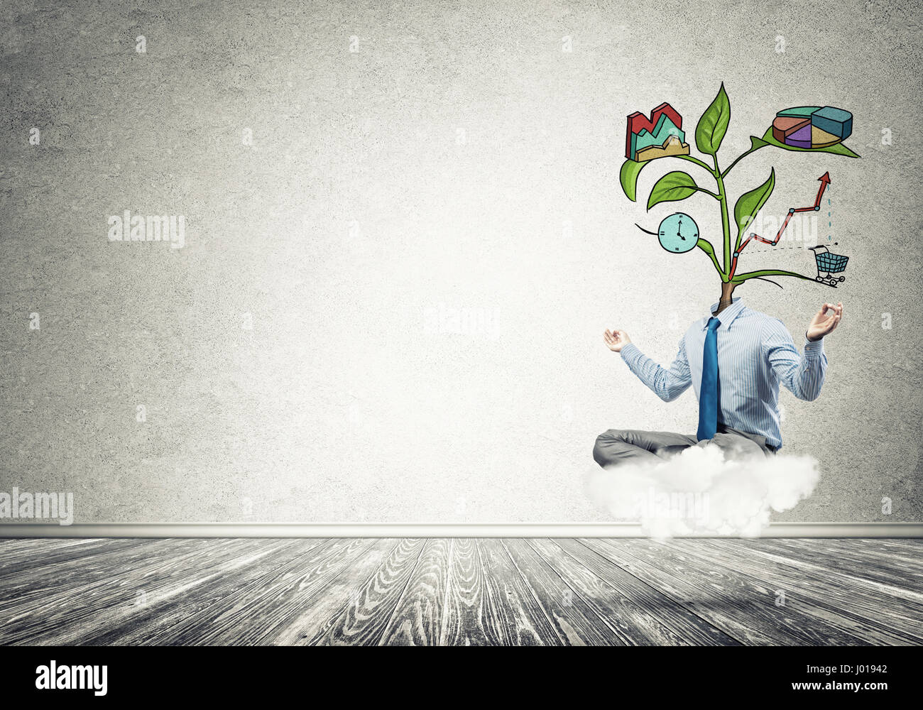 Headless businessman meditating Stock Photo - Alamy