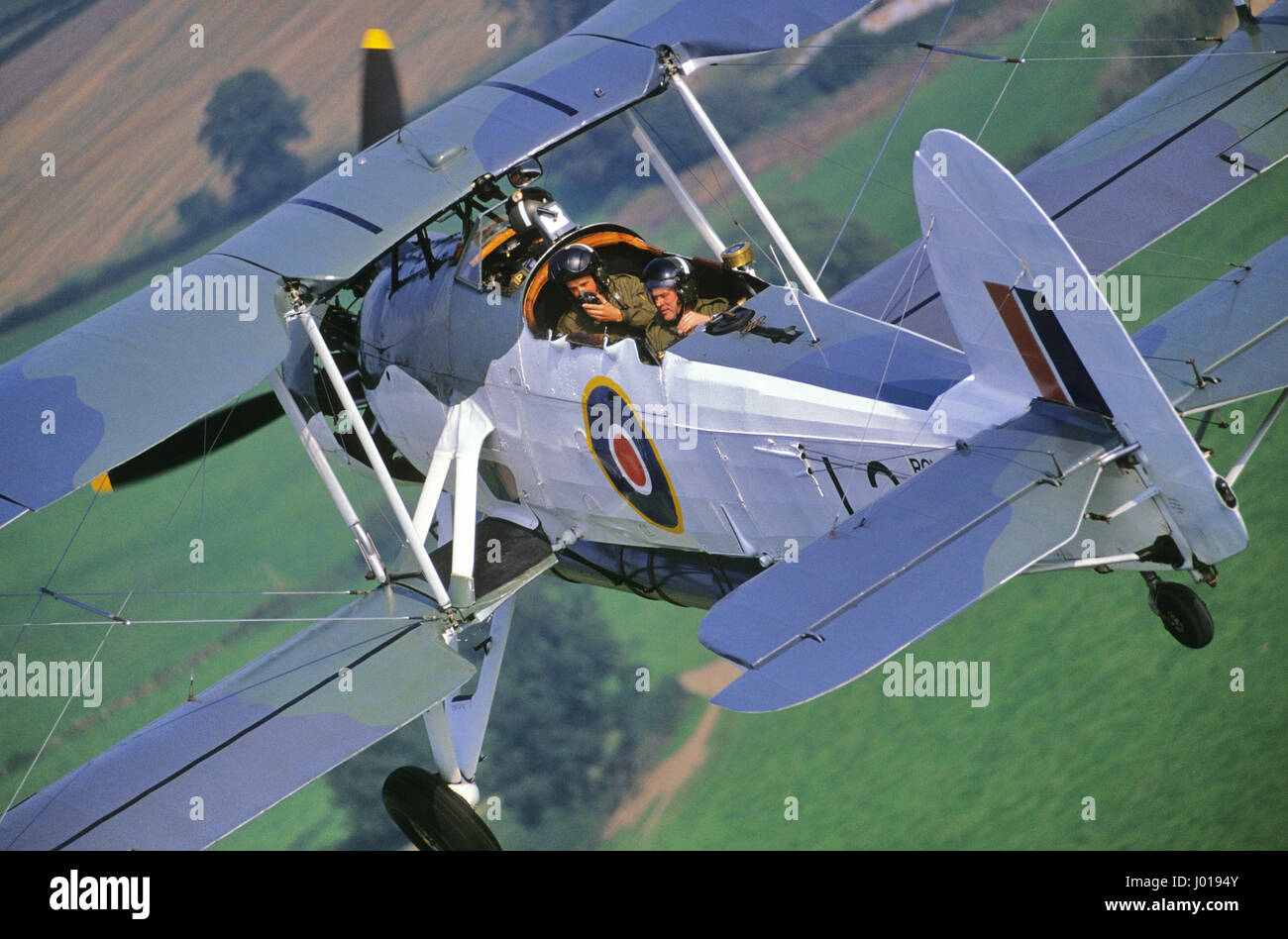 Restored Second World War Fairey Swordfish torpedo biplane in flight ...