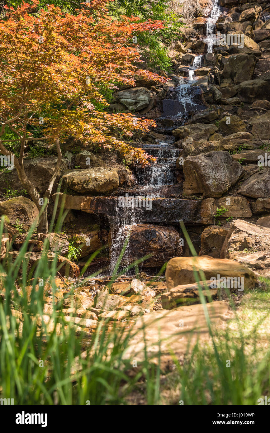Waterfall at Honor Heights Park in Muskogee, Oklahoma, USA Stock Photo ...