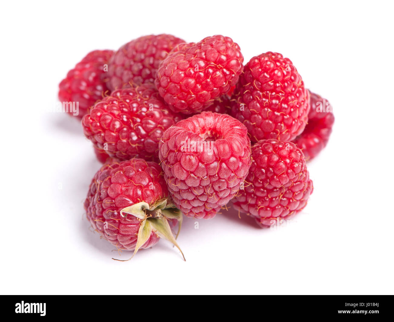 Group of raspberries isolated on white background Stock Photo - Alamy