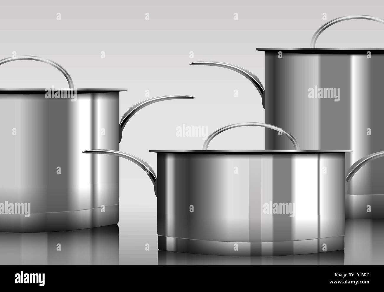 Stainless steel metal cooking pans Vector Stock Vector Image & Art - Alamy